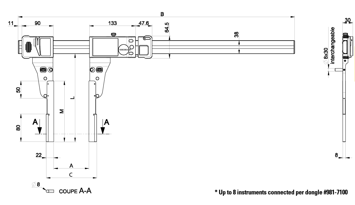 Pie de rey grande ultraligero UL4 Boca Especial C - Quálites